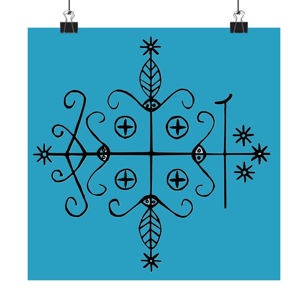 Papa Legba Veve Art Print: Turquoise Voodoo Decor - Etsy