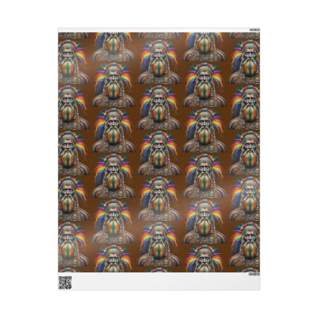 Psychedelic God Wrapping Paper | Boho Yule Gift Wrap - Etsy