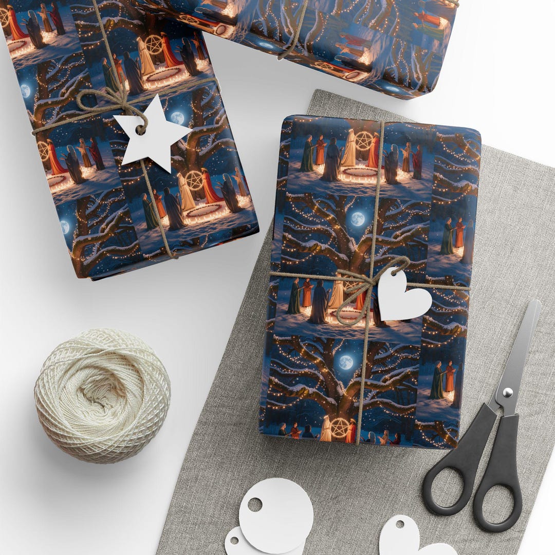 Yule Witch Coven Gift Wrap - Pagan Holiday Wrapping Paper - Etsy