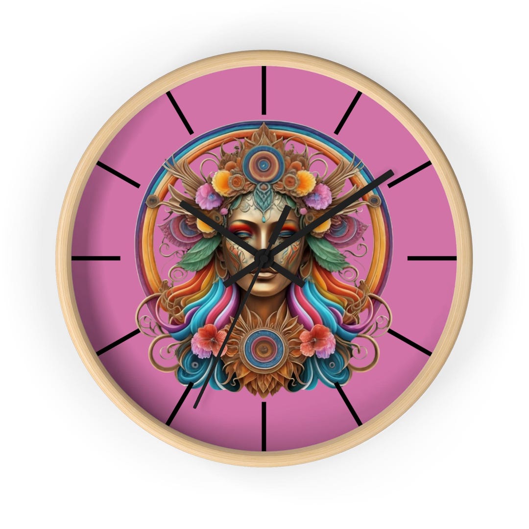 Goddess Wall Clock (lt. Pink) - Witchy Décor, Hippie Décor, Psychedelic ...