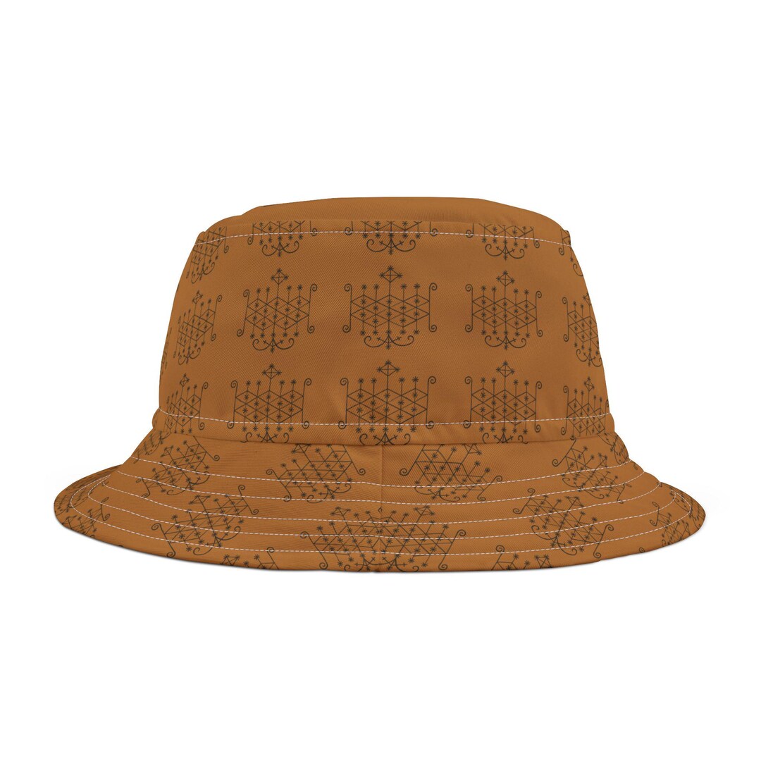 Ogun Orisha Veve Bucket Hat (lt. Brown) | Voodoo Streetwear, Festival ...