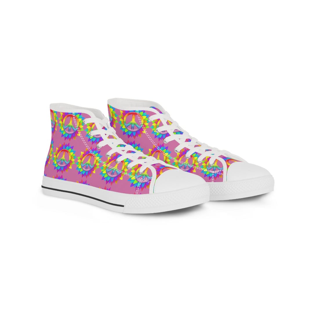 Rainbow Peace Sign High Top Sneakers: Hippie Festival Shoes - Etsy
