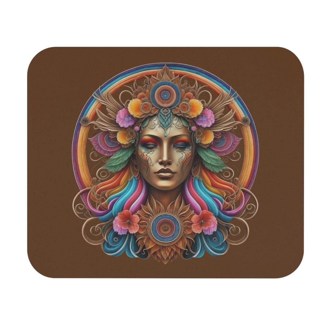 Goddess Mouse Pad (brown), Psychedelic Art Rectangle Mat, New-age Pagan ...