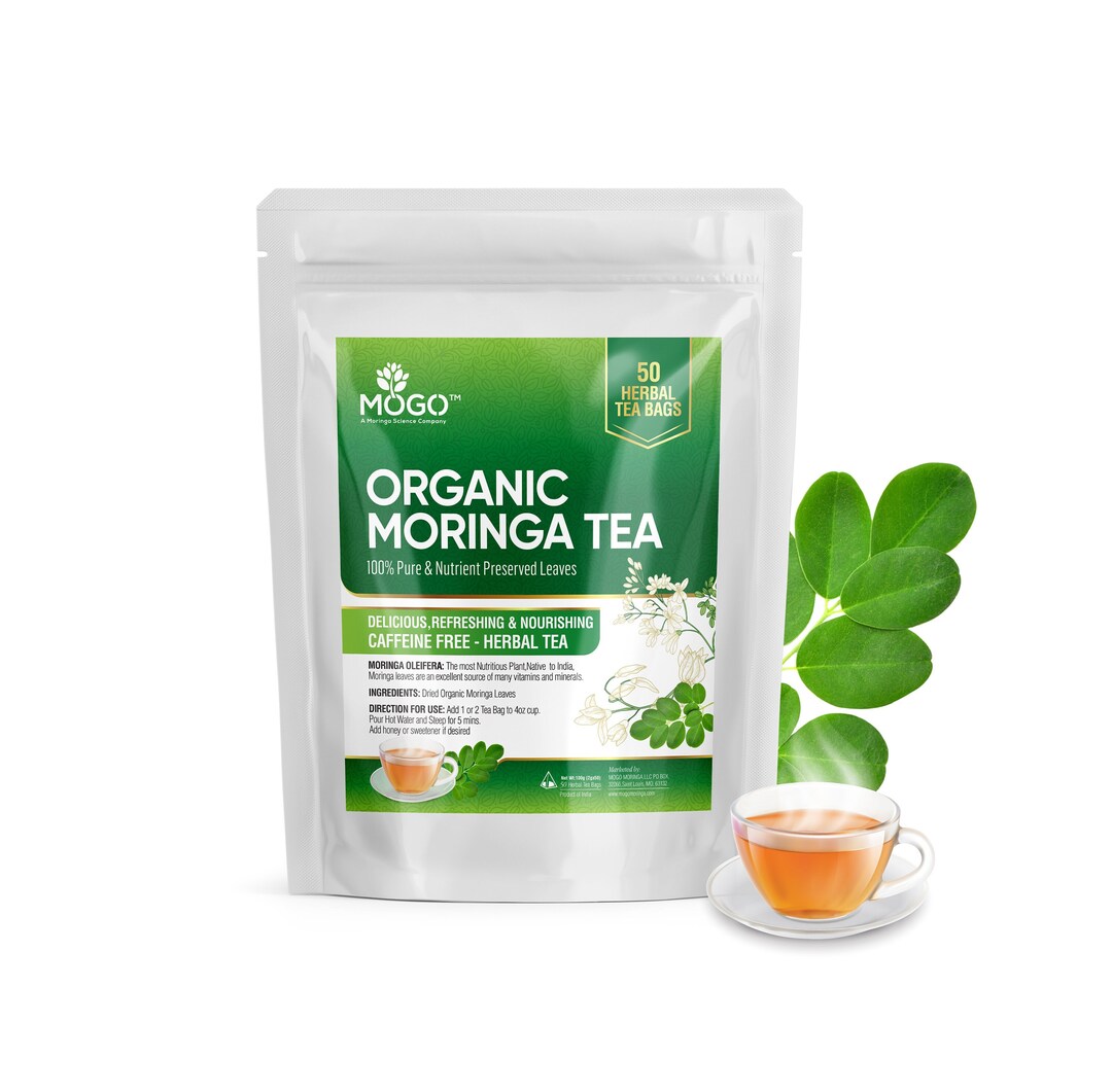 MOGO™ 50 Organic Moringa Tea Bags - Refreshing and Delicious - Etsy