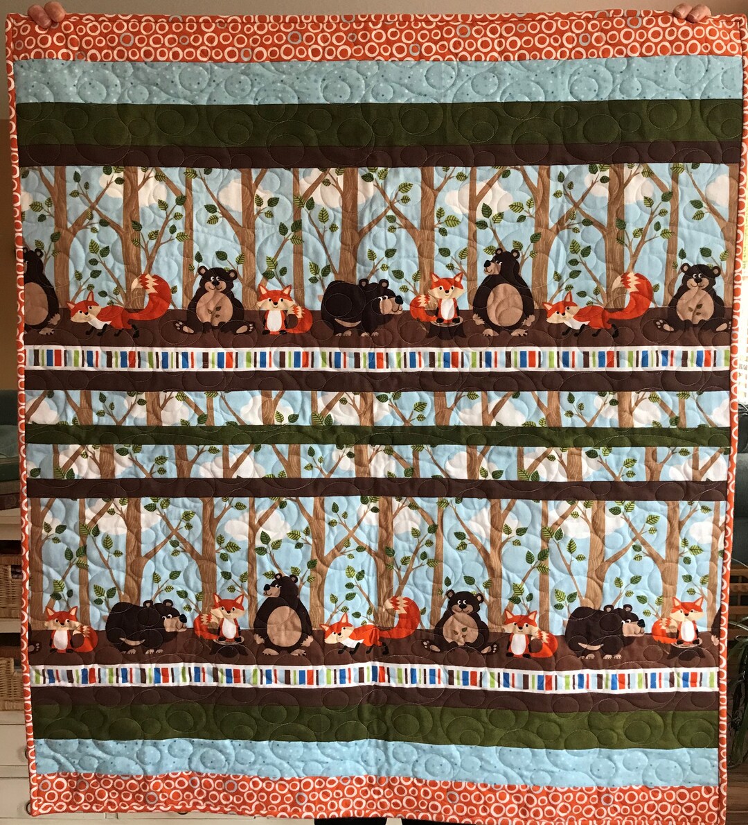 Animals in the Forest Handmade Baby Quilt - Etsy