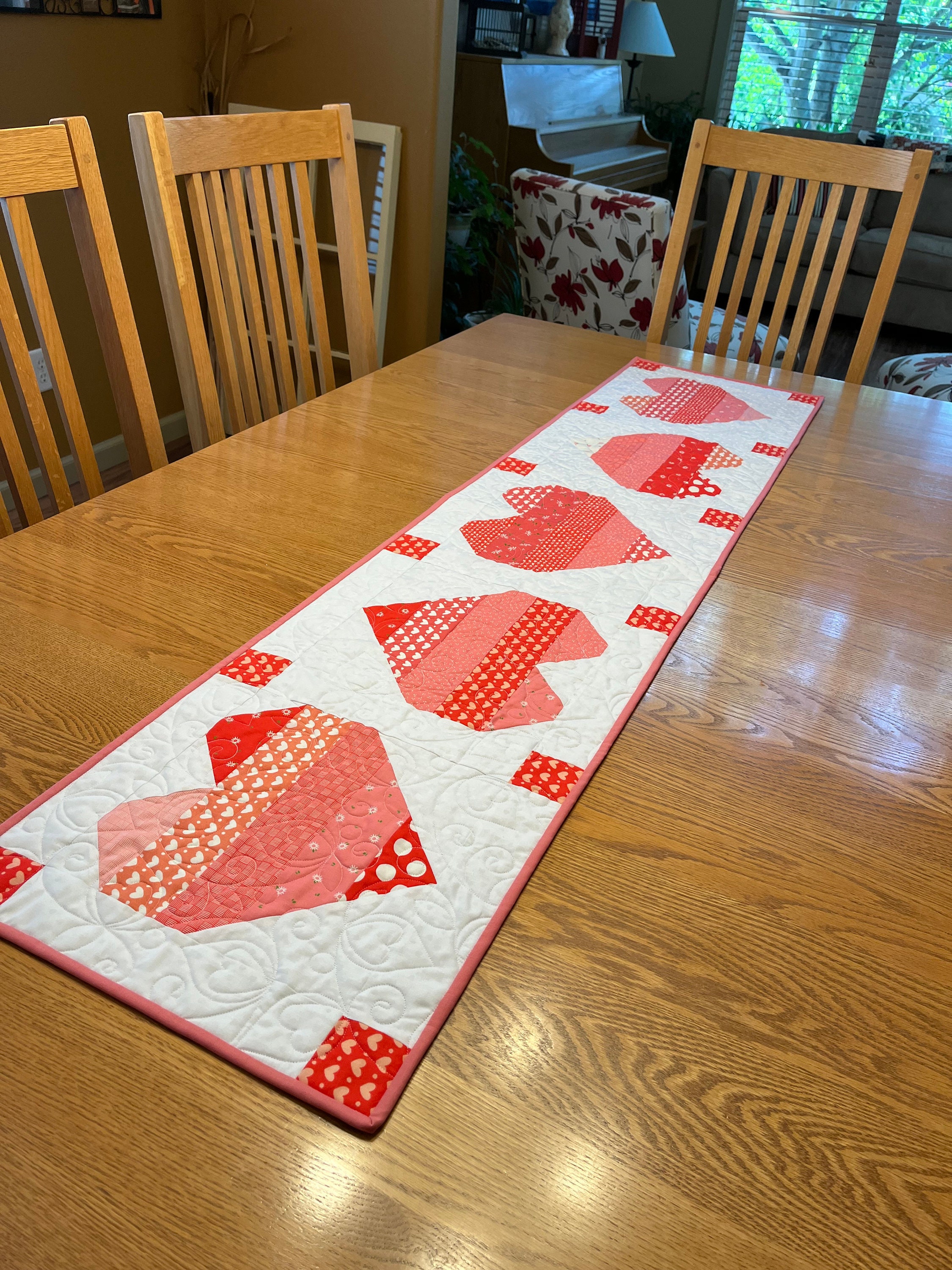 Valentine Heart Table Runner Handmade Quilted - Etsy