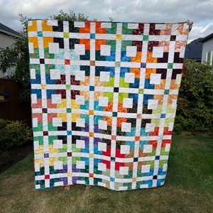 Colorful Handmade 'geo Grid' Quilt - Etsy