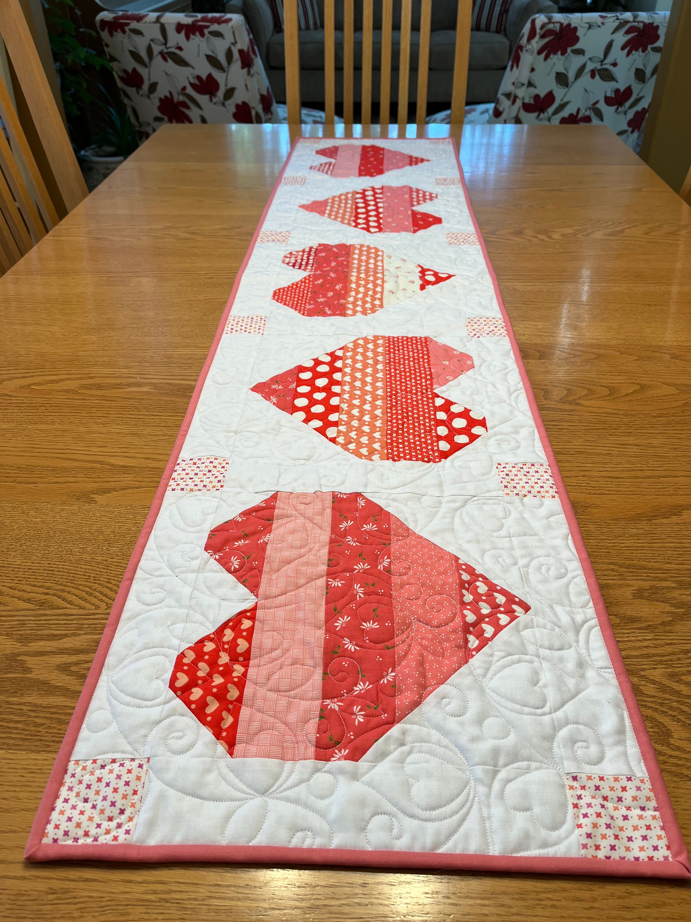 Valentine Heart Table Runner Handmade Quilted - Etsy