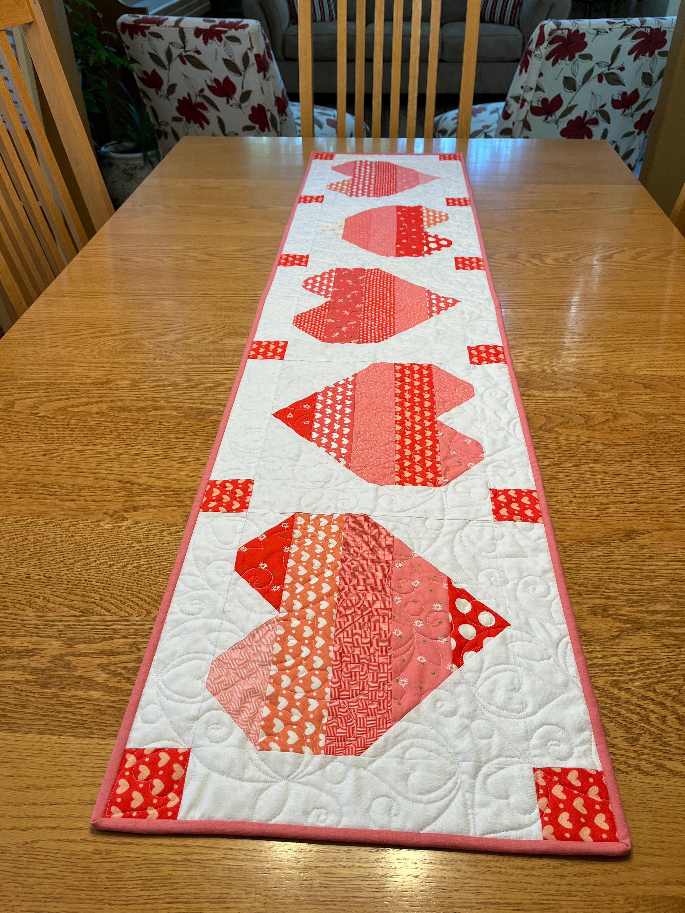 Valentine Heart Table Runner Handmade Quilted - Etsy