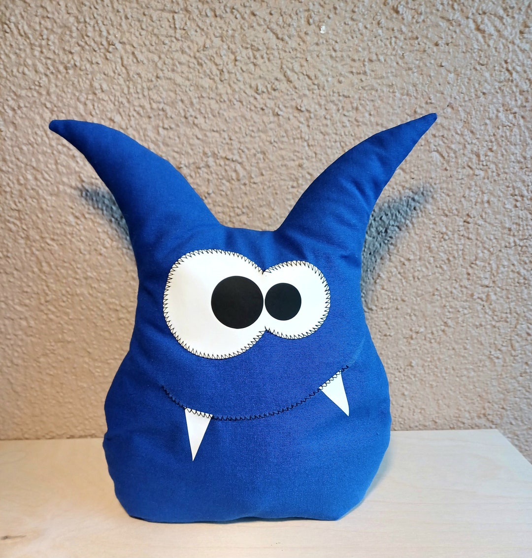 Monster Doorstop, Blue Monster, Window Stopper, Bookend, Sewn, Cotton ...