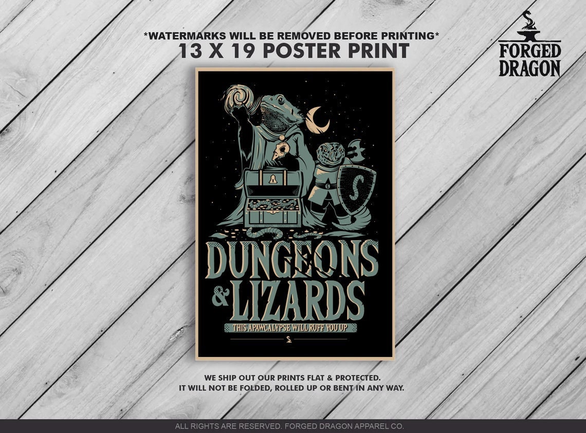 Dungeons and Lizards Poster, Rpg Print, DM Gift, Tabletop RPG Art, Roll ...