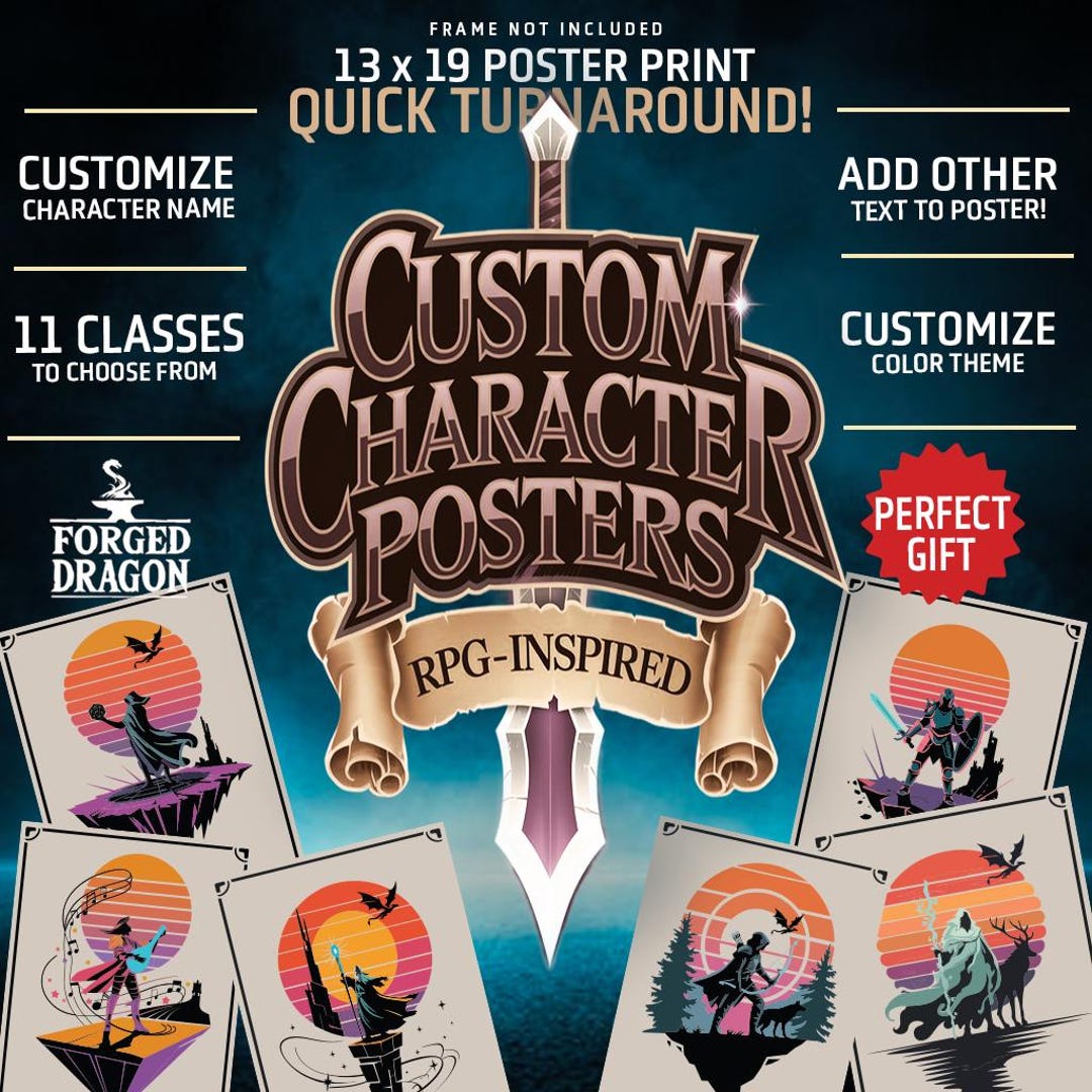 Custom Rpg Character Poster | Personalized TTRPG Art | Unique RPG Print ...
