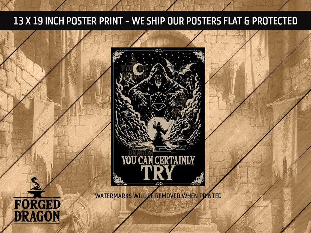 Fantasy Gaming Art Print, RPG Poster, Tabletop Game Decor, You Can ...