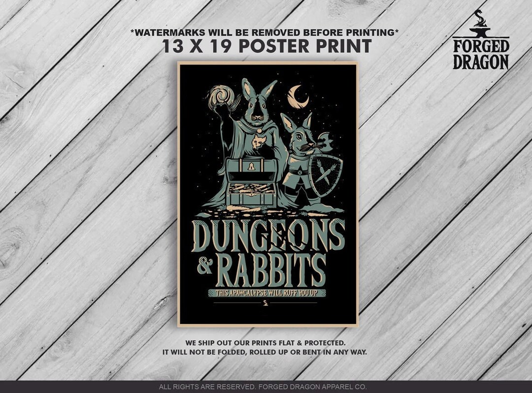 Dungeons and Rabbits Poster Rpg Art Print, Tabletop Gift, Roll for ...