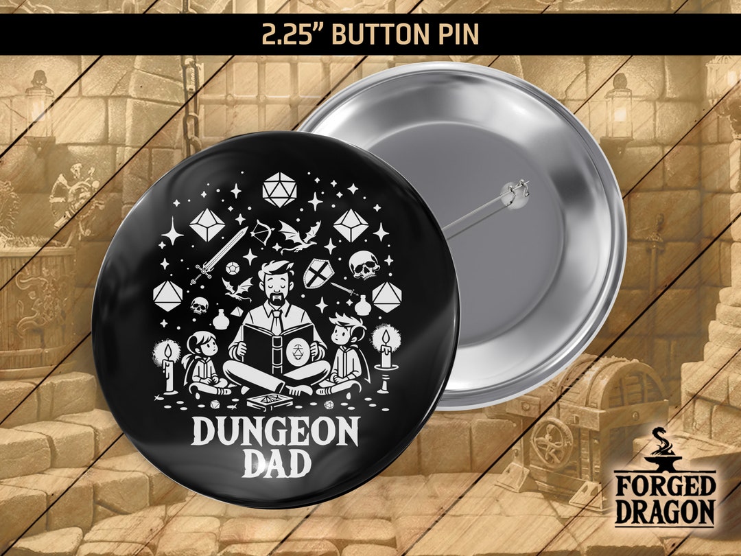 Dungeon Dad Button Pin | D20 Button | Rpg Button | Tabletop Button | DM ...
