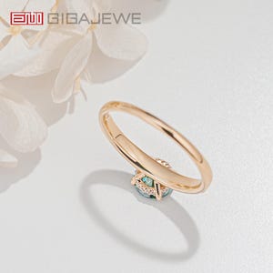 GIGAJEWE 6.5MM 1.0ct Green Color 9K/14K/18K Yellow Gold Ring Round Cut ...