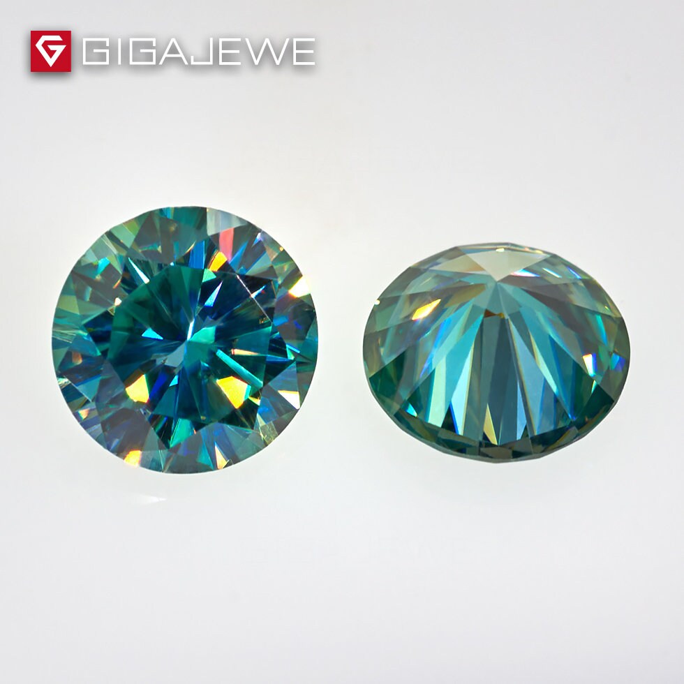 Cyan-blue Colour Round Cut Moissanites Stone Lab Charms Loose | Etsy