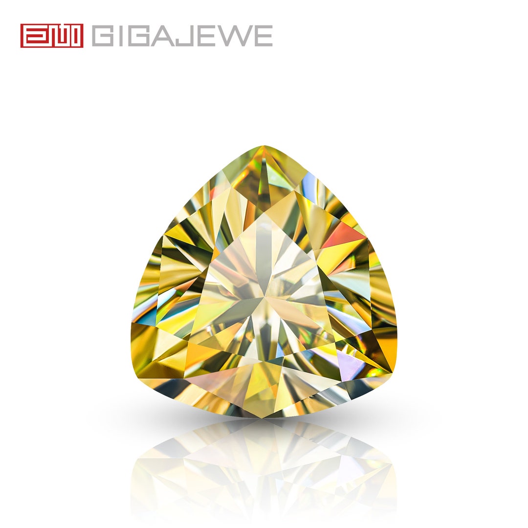 GIGAJEWE Nova Yellow Color Trillion Cut Moissanite Stone Loose Gemstone ...