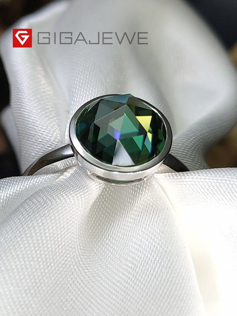 2.5Ct 18K White Gold Round Rose Cut Cyan Color Moissanite With | Etsy