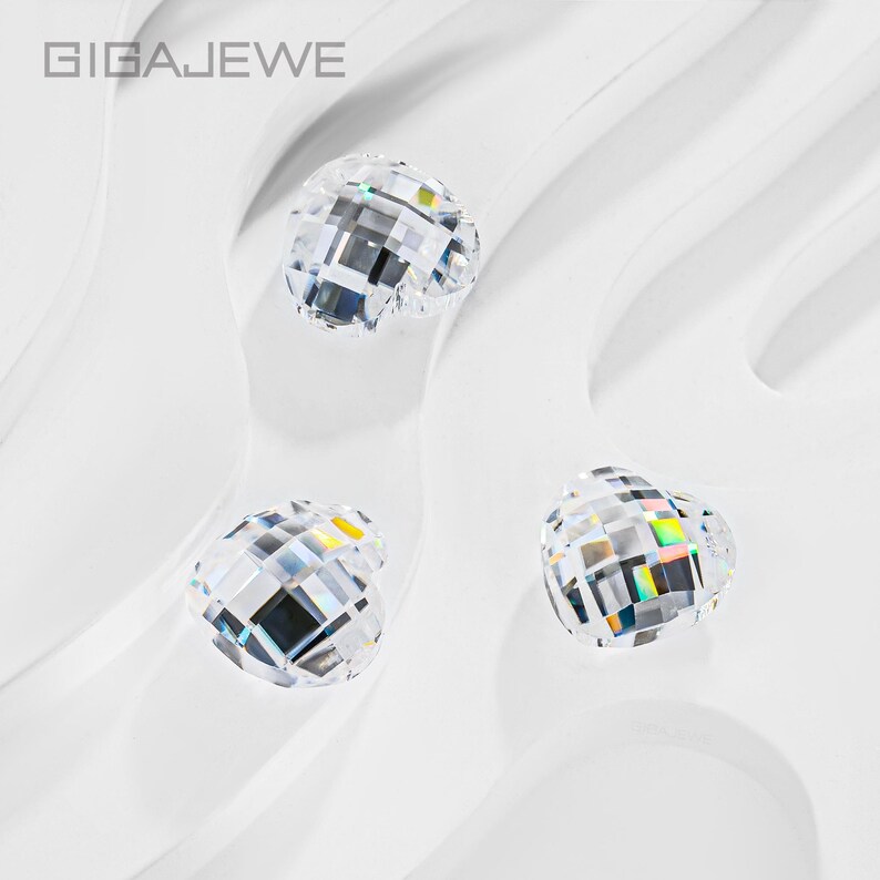 Heart Pixel Cut Moissanite Gemstone: White D Color, 3.5ct Loose Stone ...