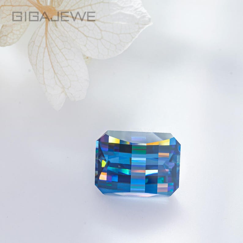 GIGAJEWE 3.5ct Dark Blue Moissanite Stone: 7x9mm Pixel Cut - Etsy
