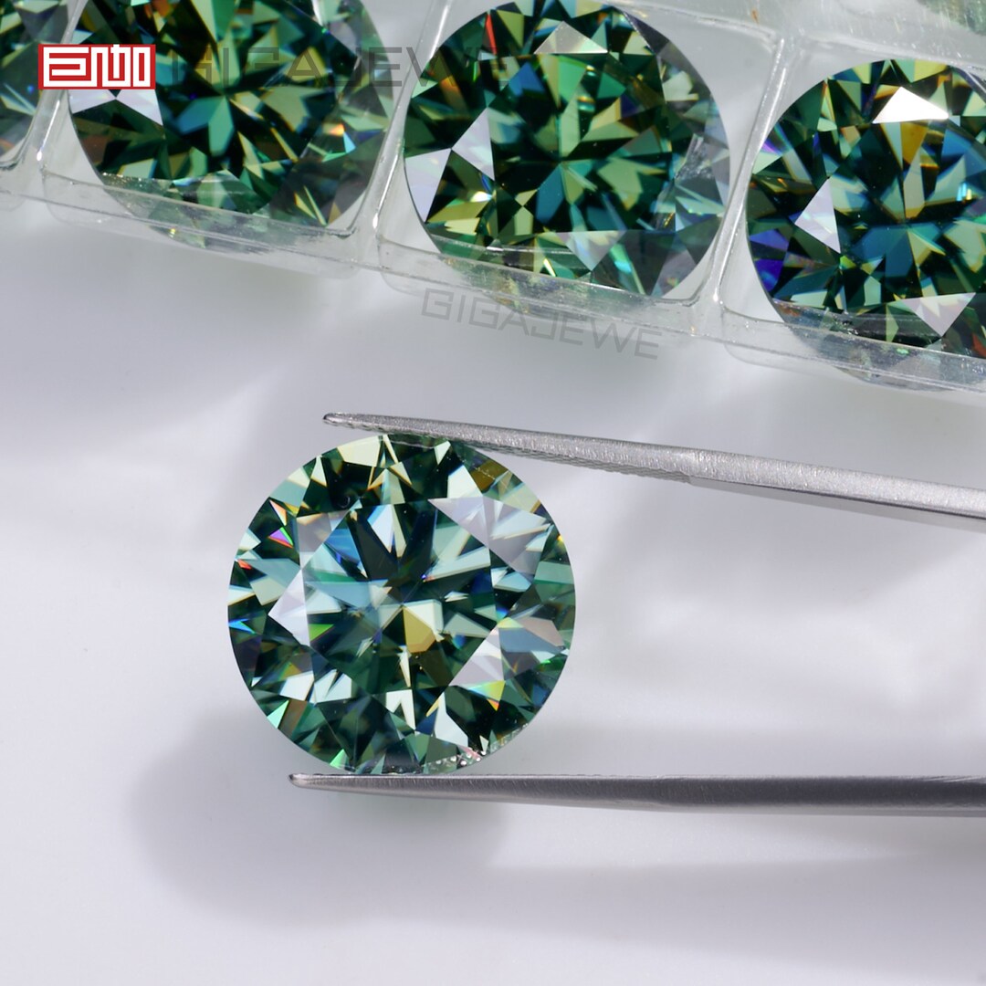 GIGAJEWE Big Size Blue Green Moissanite,machine Cut Loose Moissanite ...