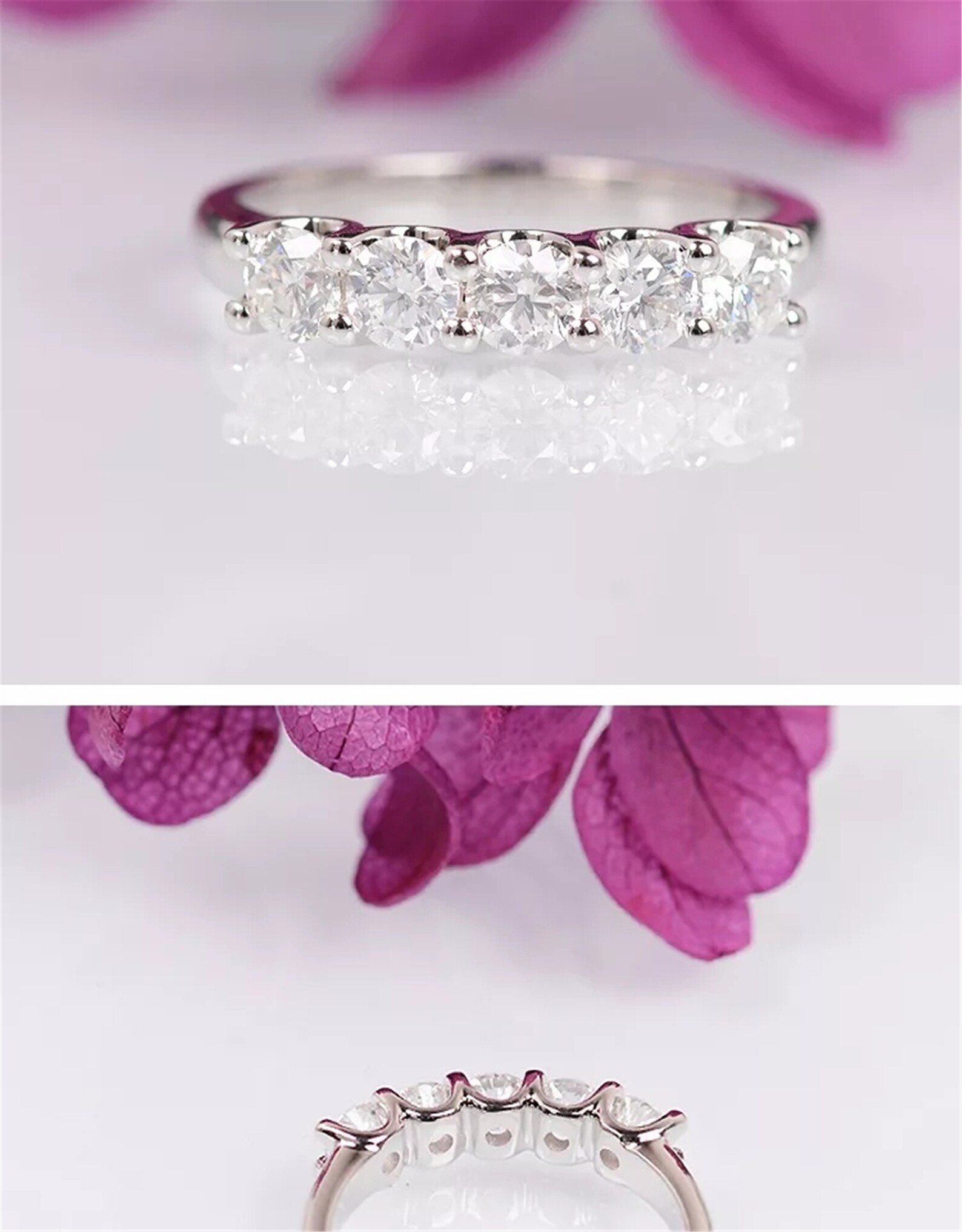 GIGAJEWE White Gold Moissanite Engagement Ring, Diamond Milgrain Band ...