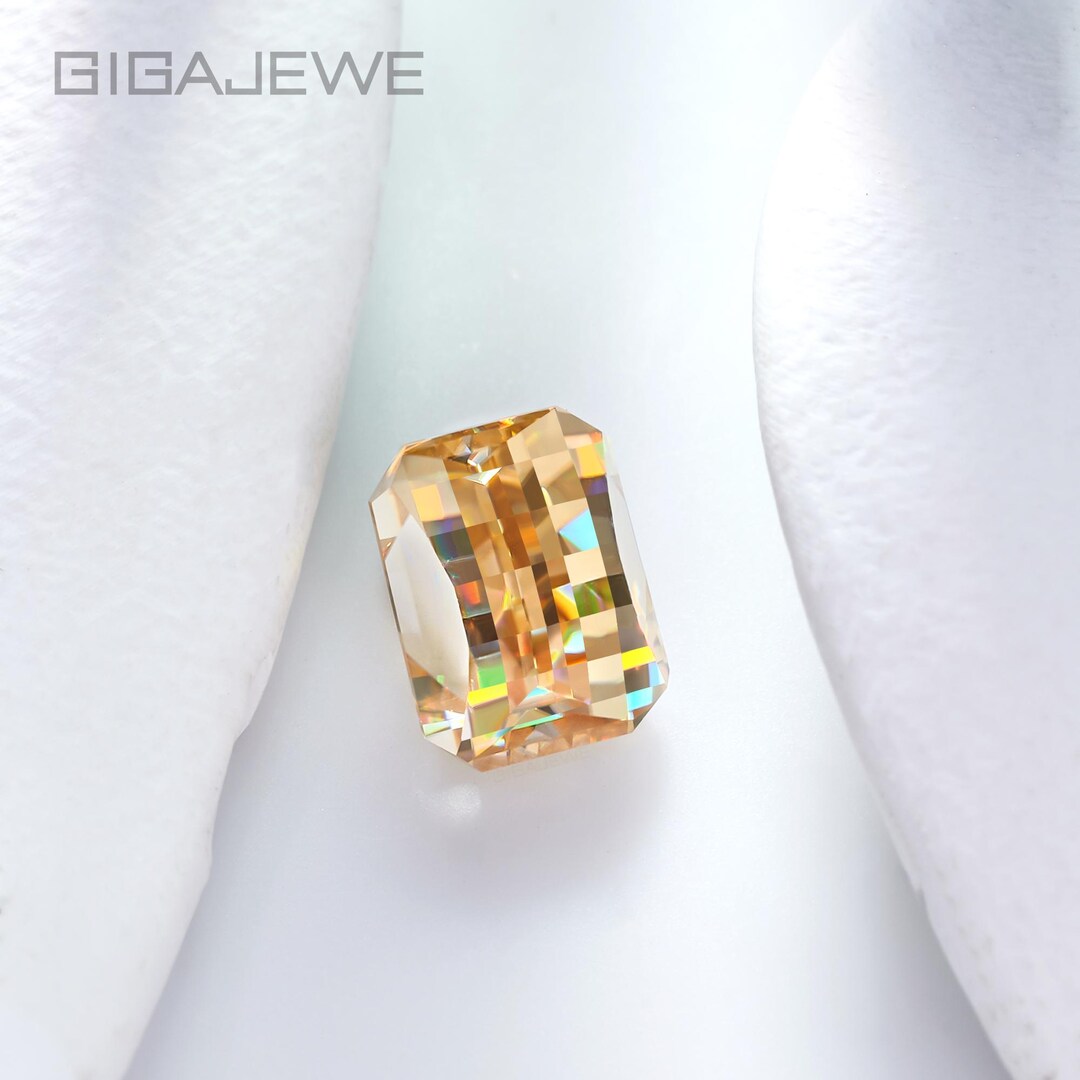 GIGAJEWE Moissanite Champagne Color Stone Pixel Cut Moissanite Loose ...