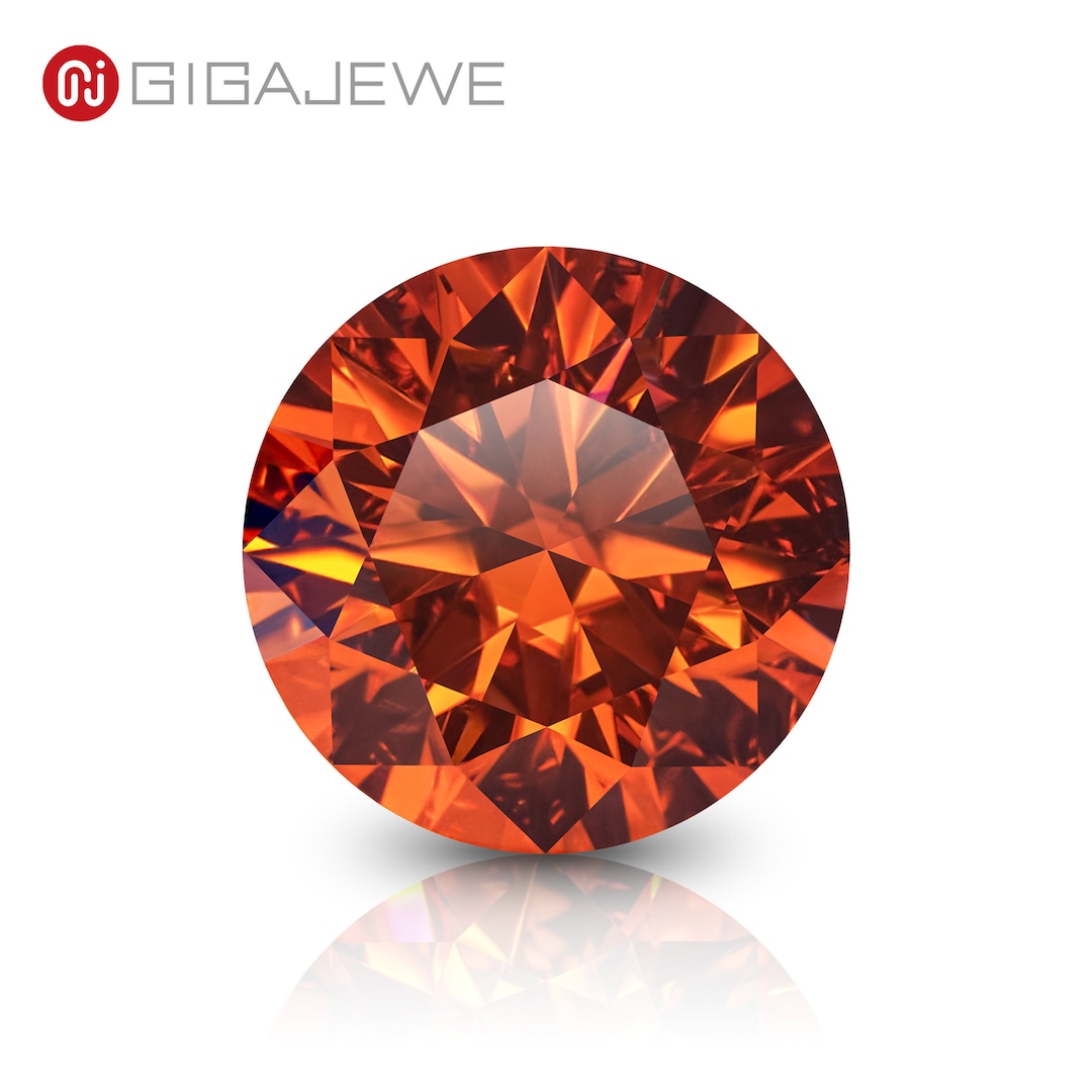 GIGAJEWE Orange Color Round Cut VVS1 Moissanite Stone Loose - Etsy