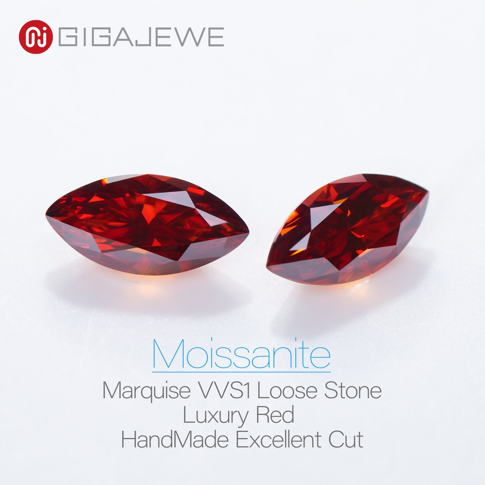 GIGAJEWE Red Color Moissanite Marquise Cut Gemstone Loose Brilliant ...