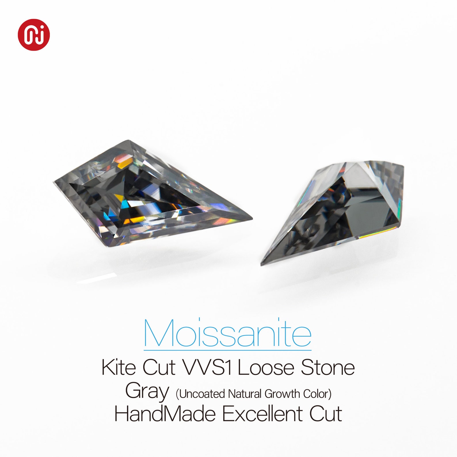 GIGAJEWE Gray Moissanite Manual Cut Kite Shape Gemstone Loose - Etsy
