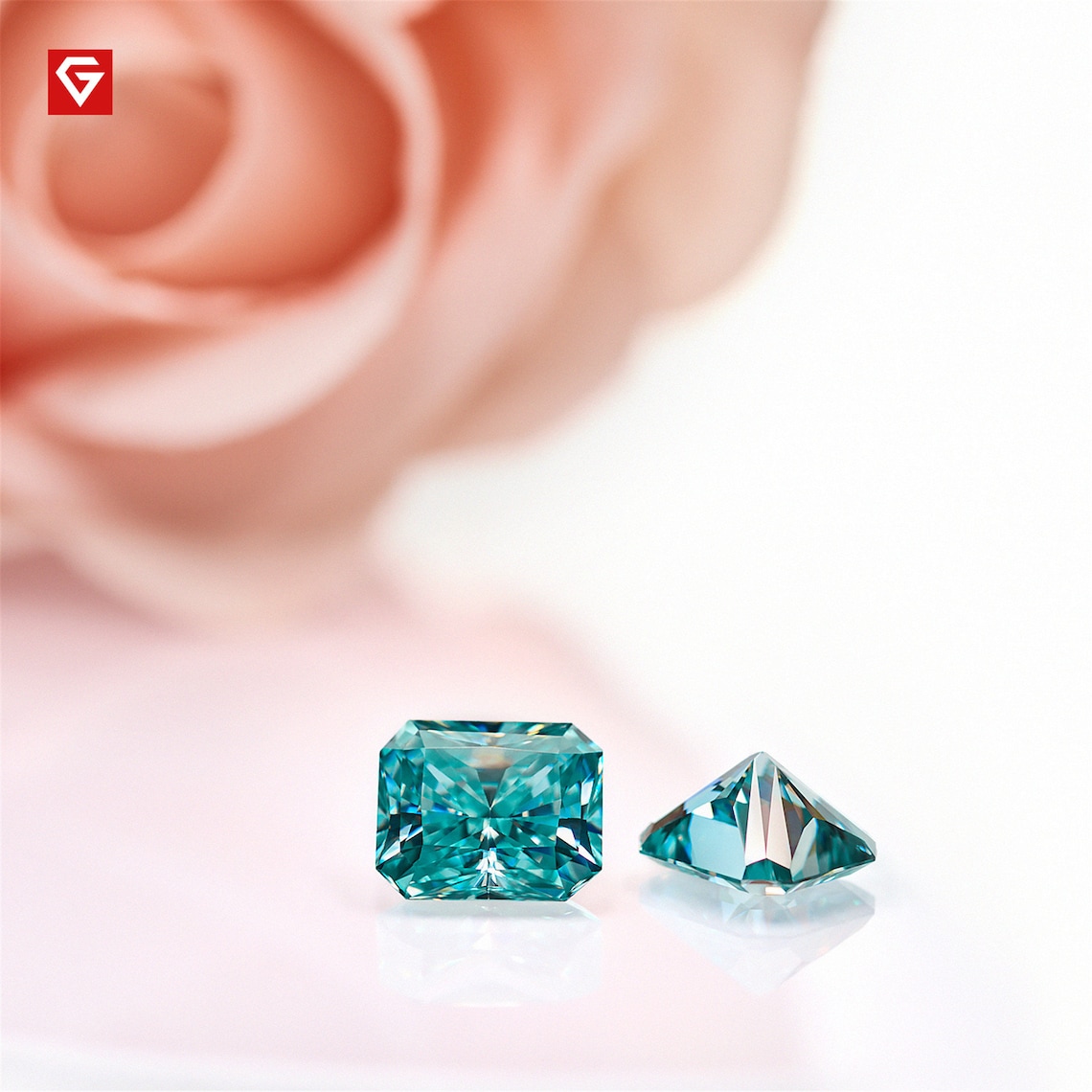 Cyan Blue Color Radiant Cut Moissanite Stone Loose Gemstone - Etsy