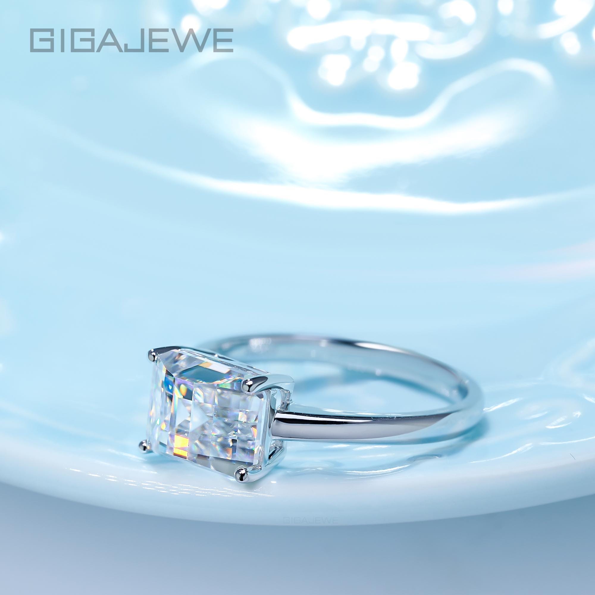 Pixel Cut Moissanite Ring: 3.5ct White Gold Engagement Ring - Etsy