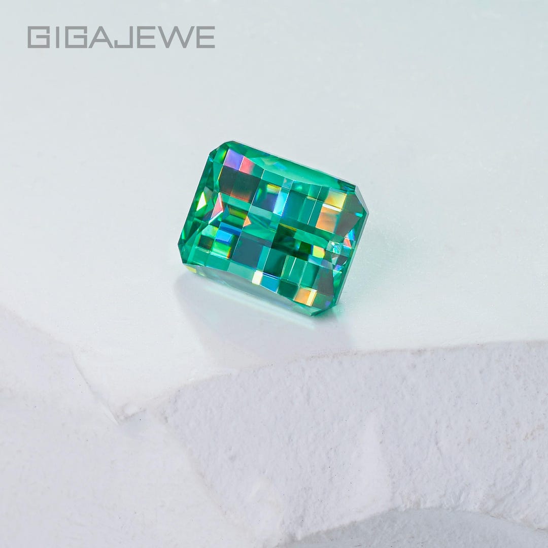 GIGAJEWE Natural Green Moissanite Stone: Pixel Cut Loose Gem - Etsy