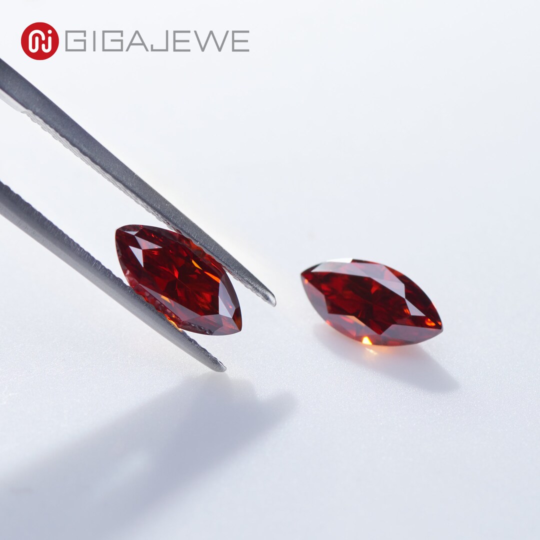 Red Moissanite Marquise Cut Gemstone, Loose Stone With Certificate - Etsy