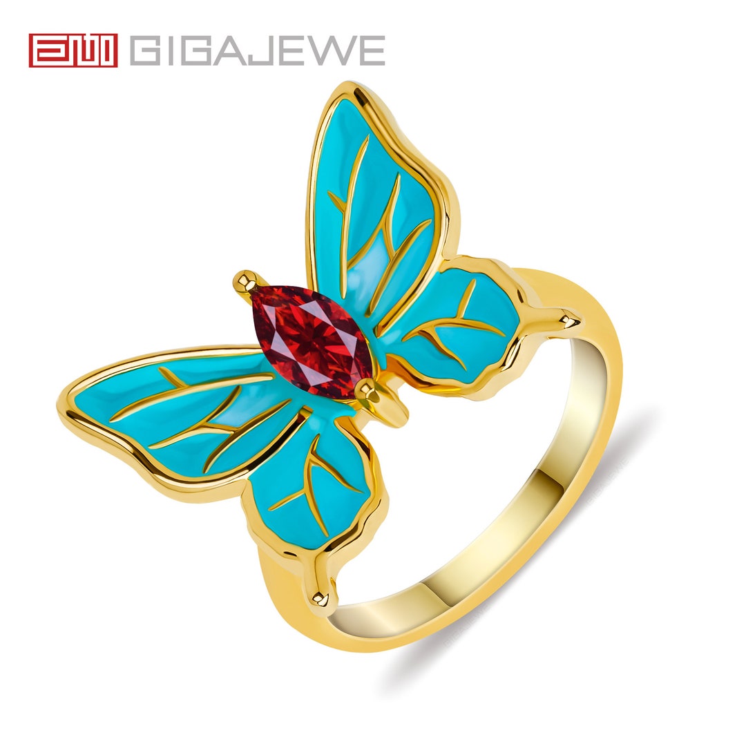 GIGAJEWE 9K/14K/18K Yellow Gold Red 48mm 0.5ct Marquise Cut Moissanite ...