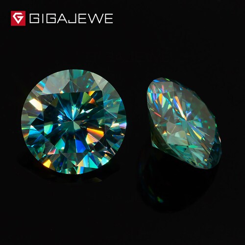 Cyan-blue Colour Round Cut Moissanites Stone Lab Charms Loose - Etsy