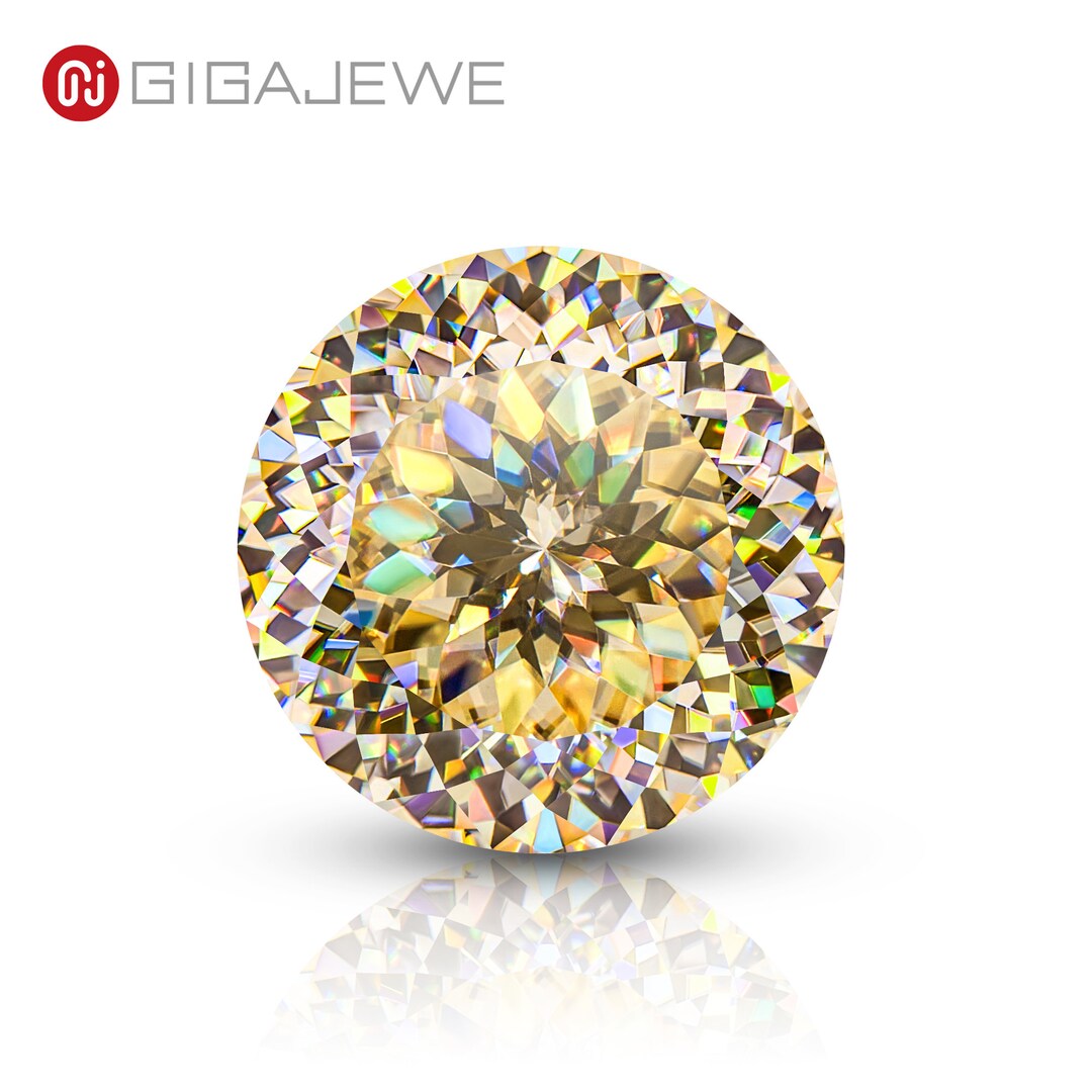 GIGAJEWE Champagne Color Portuguese Cut Moissanite Stone Loose Gemstone ...