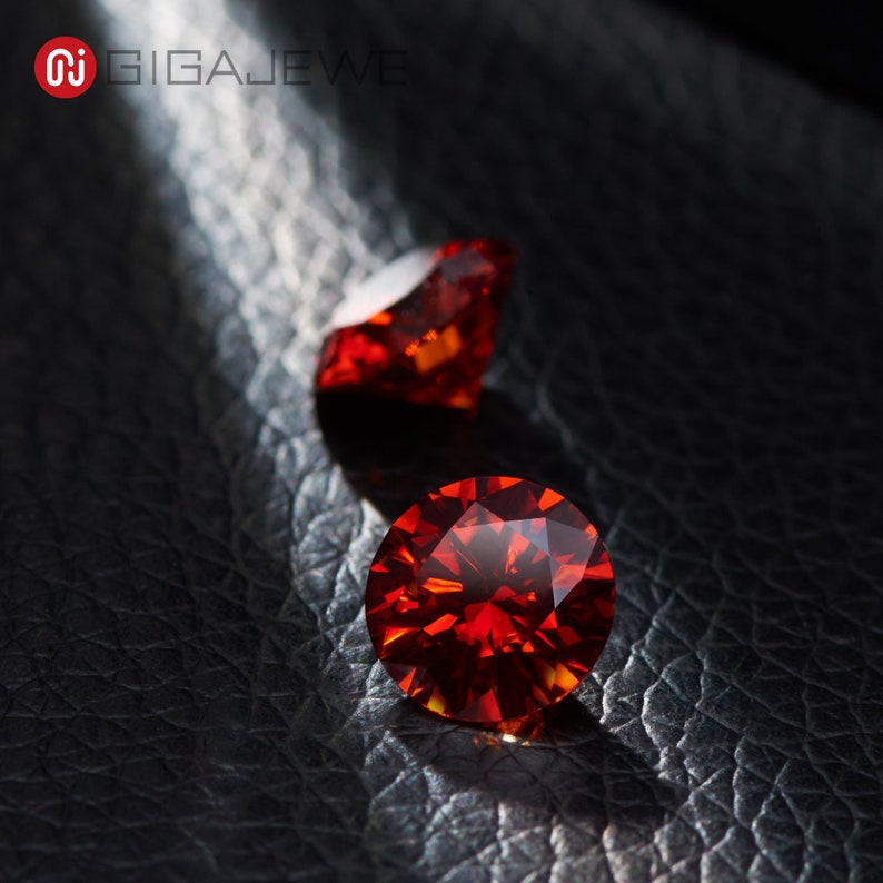 GIGAJEWE Red Color Round Cut VVS1 Moissanite Stone Loose - Etsy