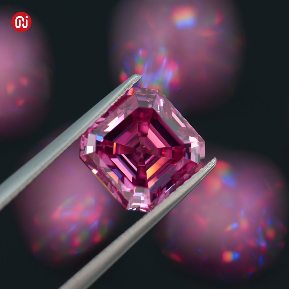 Pink Asscher Cut Moissanite Loose Gemstone, VVS1 Clarity - Etsy