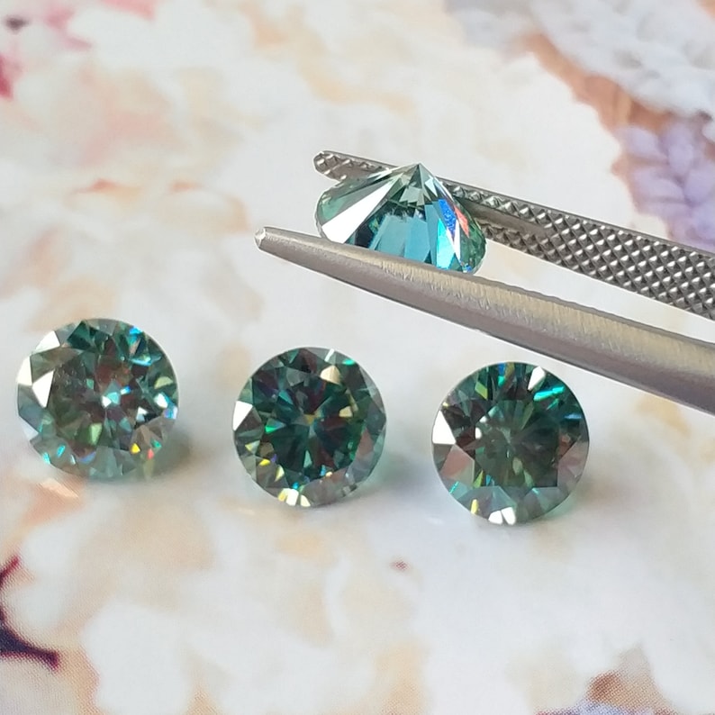 Cyan Blue Color Round Cut Moissanite Stone Loose Diamond - Etsy