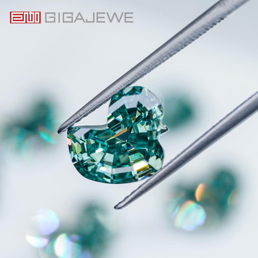 GIGAJEWE Best Manual Cut Cyan Color Duck Cut Moissanite Loose VVS1 by ...