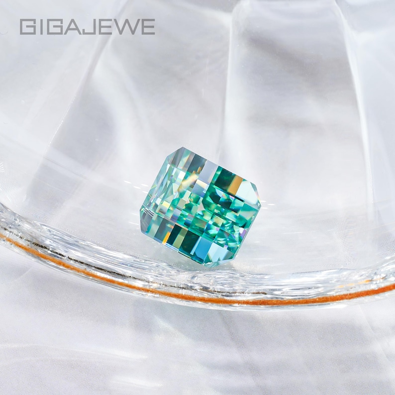 Blue Green Pixel Cut Moissanite Loose Stone - Jewelry Making - Etsy