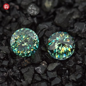 GIGAJEWE Cyan Color Portuguese Cut Moissanite Stone Loose Gemstone Pass ...