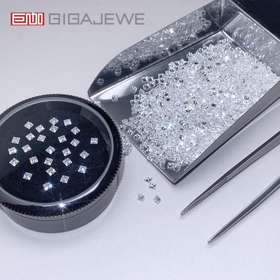 GIGAJEWE White D Color VVS Princess Cut Melee Stone Excellent Quality ...