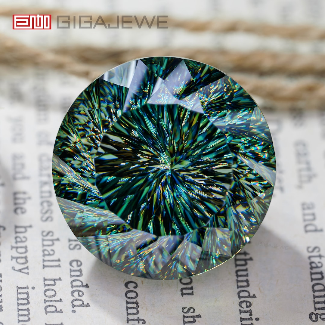 GIGAJEWE Cyan Round Cut Moissanite Stone, Loose Gemstone - Etsy