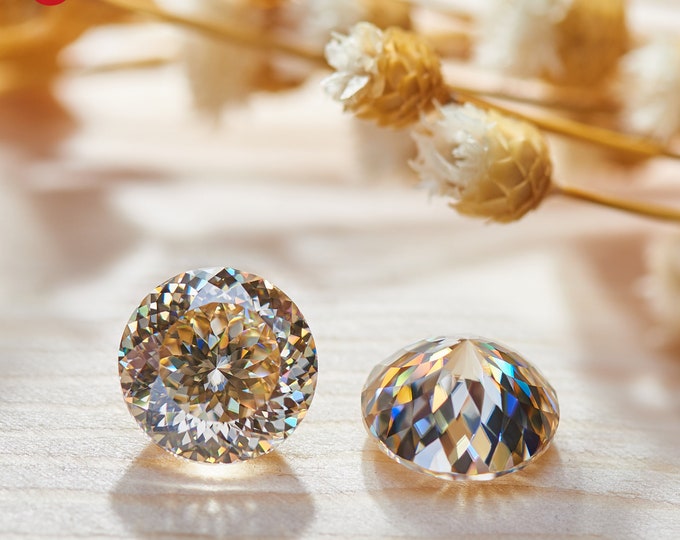 GIGAJEWE Champagne Color Portuguese Cut Moissanite Stone Loose Gemstone ...