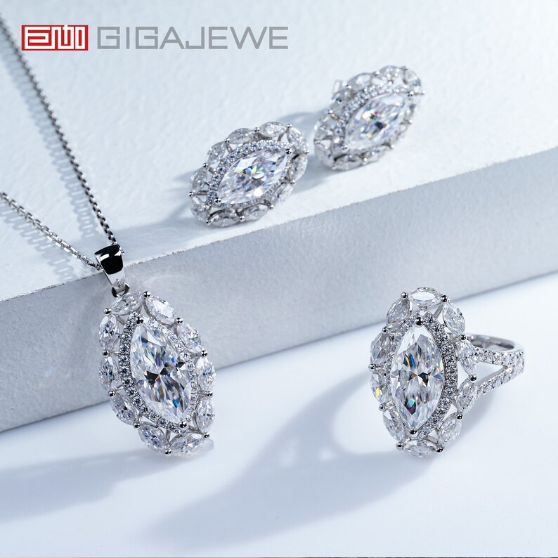 GIGAJEWE 6CT 9k/14k/18k White Gold Earrings Set White D Color - Etsy