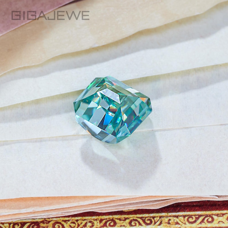 Blue Green Pixel Cut Moissanite Loose Stone - Jewelry Making - Etsy