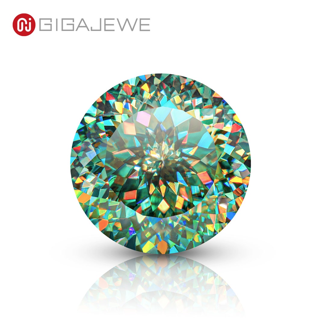 GIGAJEWE Cyan Color Portuguese Cut Moissanite Stone Loose Gemstone Pass ...